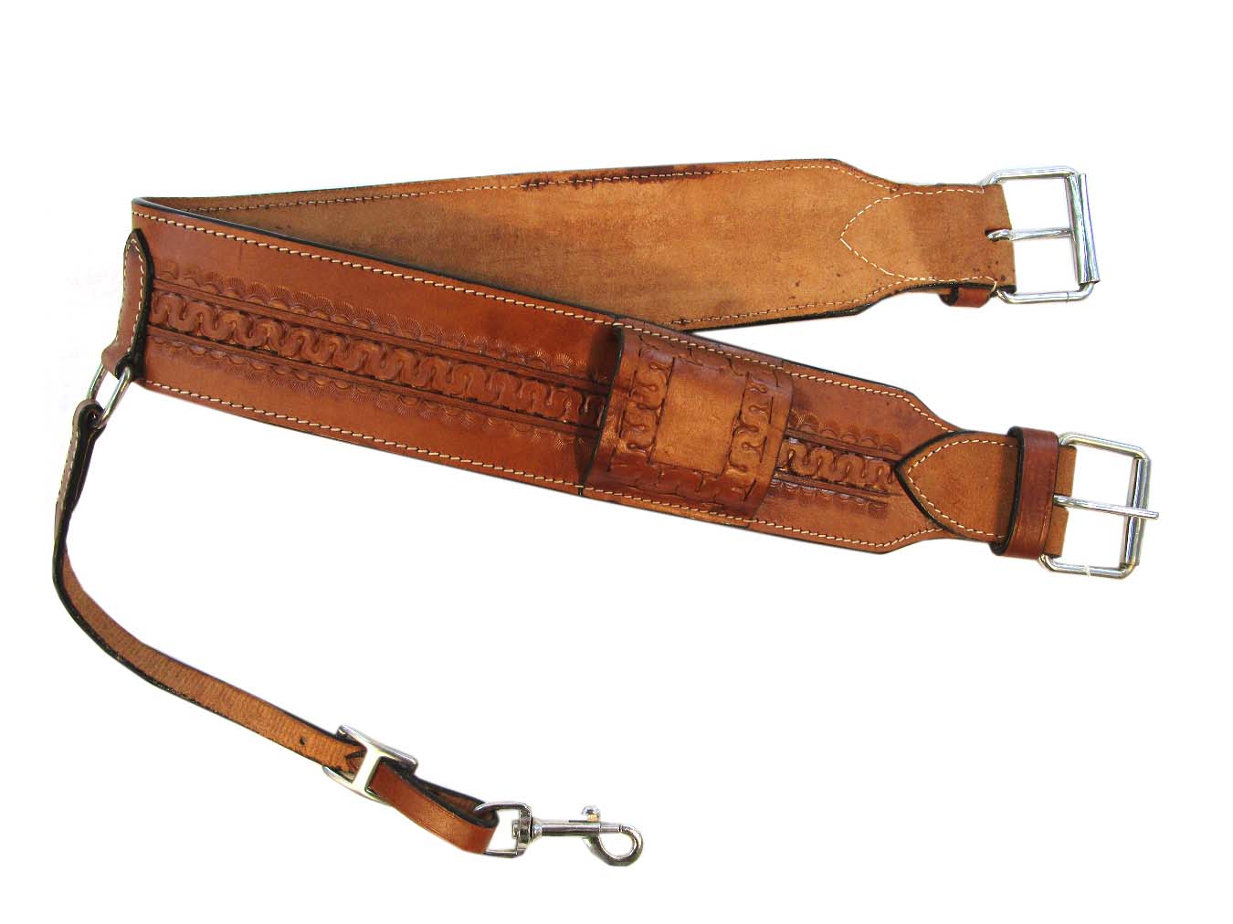 Leather Back Cinch Hand Tooled Rear Cinch Trail Western Horse Girth ...
