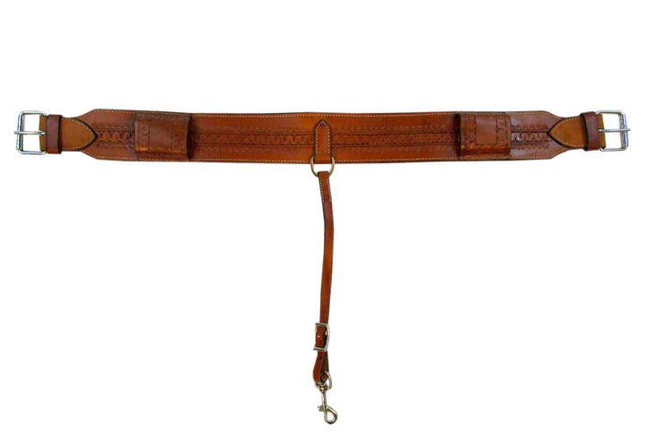 Leather Back Cinch Hand Tooled Rear Cinch Trail Western Horse Girth ...