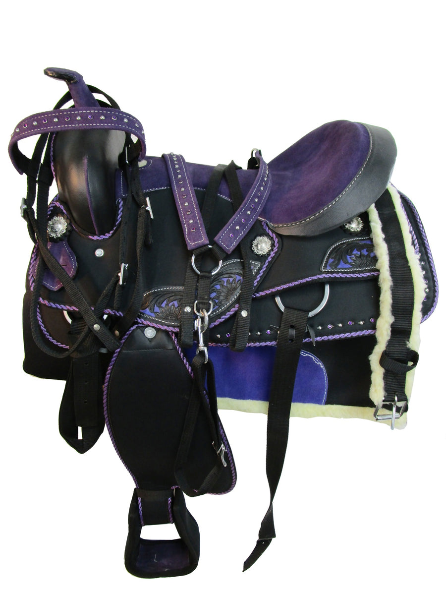 Purple Trail Synthetic Pleasure Western Horse Saddle Tack Set 15 16 17 ...