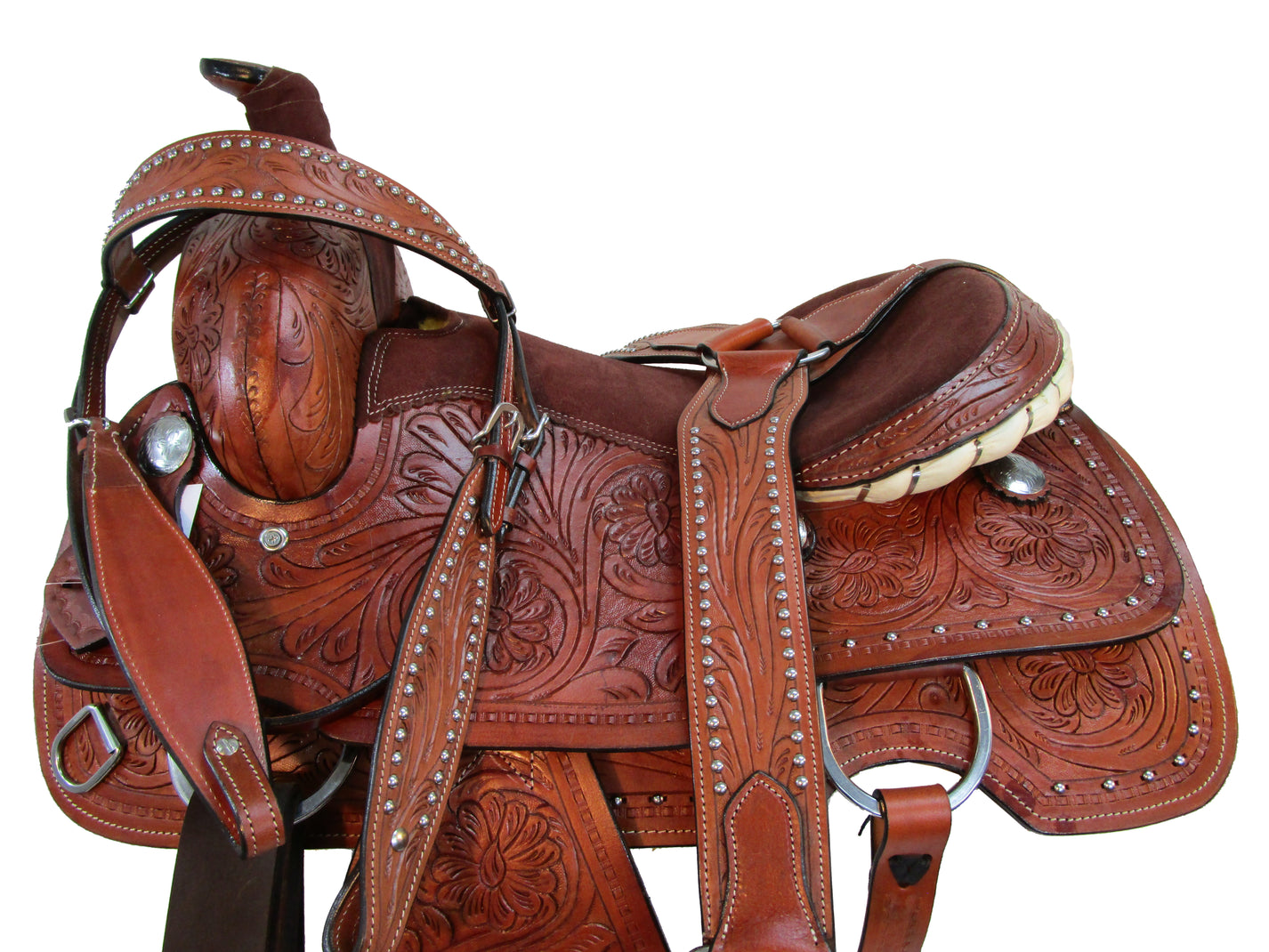 Leather Western Saddle Trail Horse Ranch Pleasure Roping Set 15 16 17