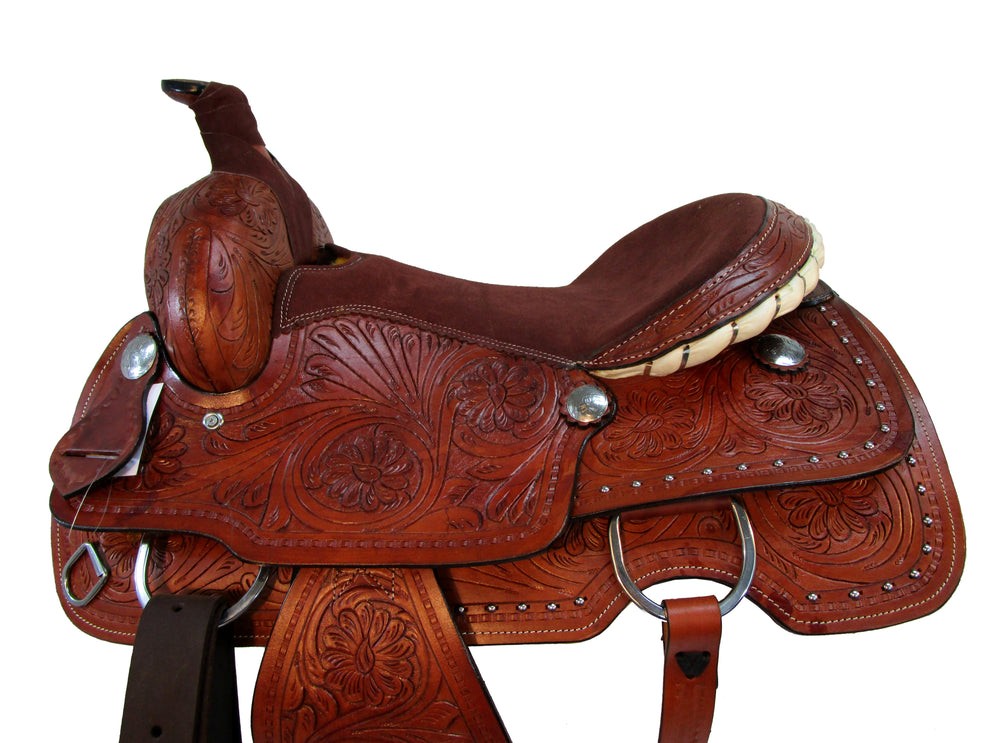 Leather Western Saddle Trail Horse Ranch Pleasure Roping Set 15 16 17