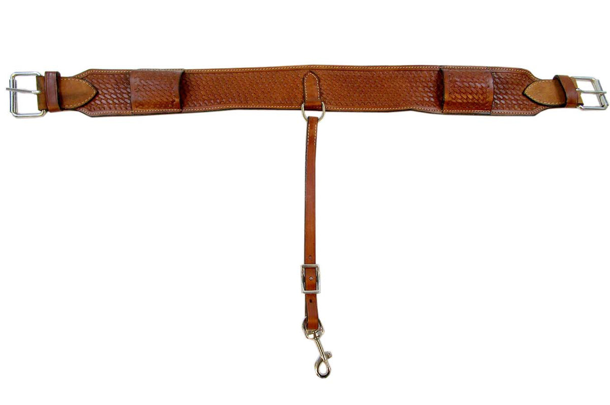 Back Cinch Basket Weave Tooled Leather Rear Cinches Western Horse Girt ...